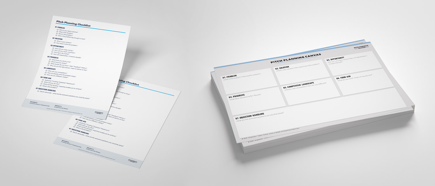 Pitch Planning Canvas + Ultimate Pitch Checklist - Intrapreneur Nation
